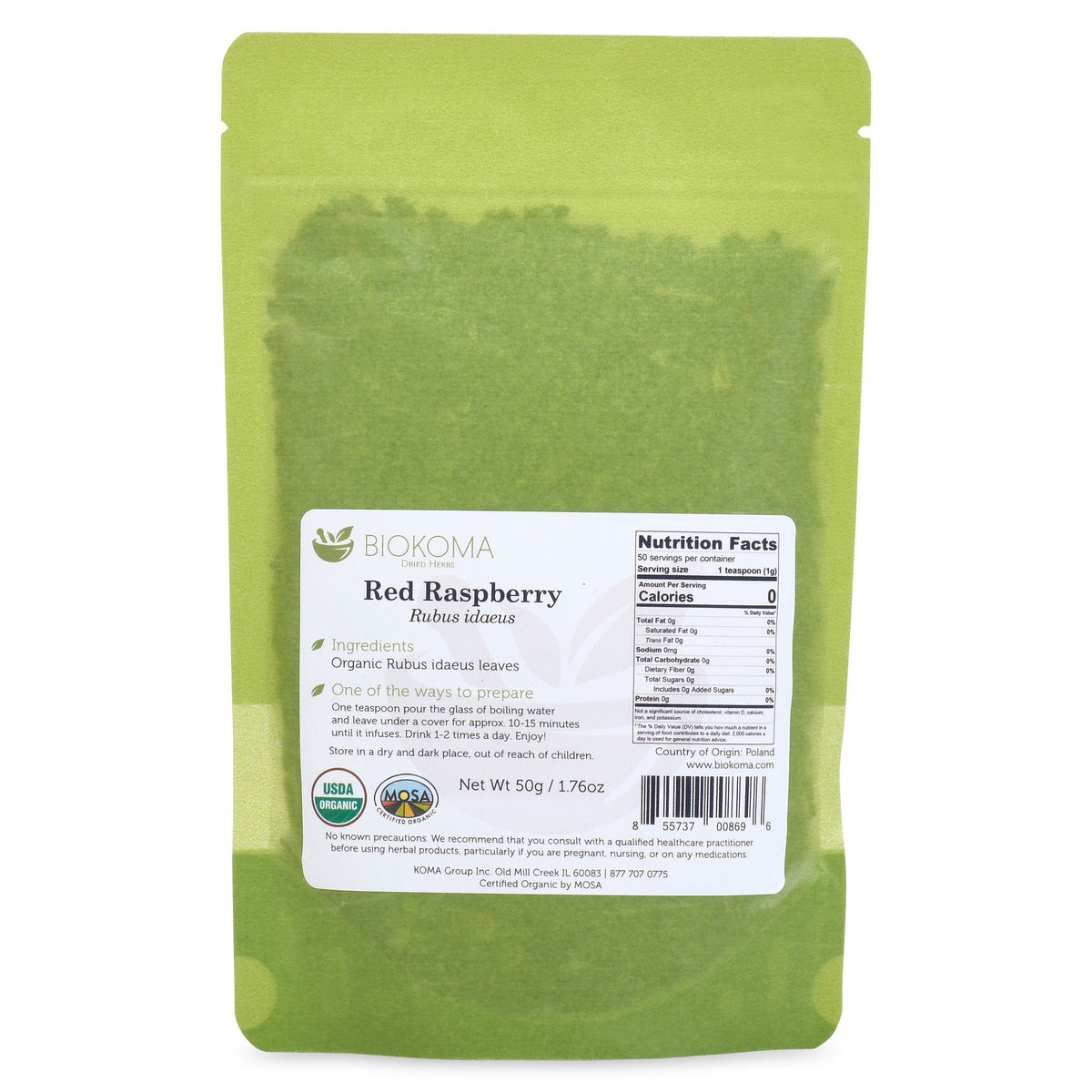 Biokoma Organic Red Raspberry Leaves Tea | Immune Health Support ...